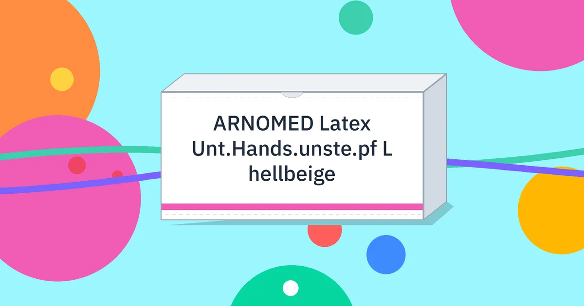 Symbolbild: Packung mit der Aufschrift ARNOMED Latex Unt.Hands.unste.pf L hellbeige (PZN 13699326) – Verfügbarkeit und Bezug in Apotheken in Frankfurt am Main