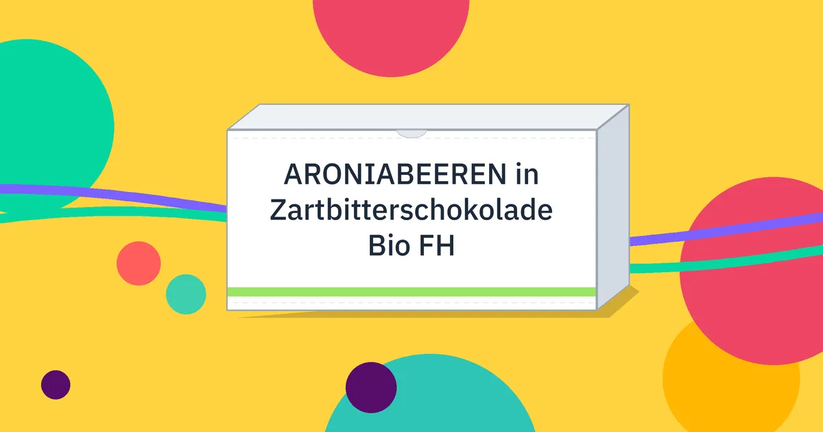 Symbolbild: Packung mit der Aufschrift ARONIABEEREN in Zartbitterschokolade Bio FH (PZN 13724165) – Verfügbarkeit und Bezug in Apotheken in Frankfurt am Main