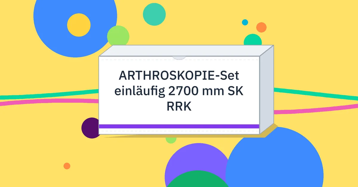 Symbolbild: Packung mit der Aufschrift ARTHROSKOPIE-Set einläufig 2700 mm SK RRK (PZN 17487644) – Verfügbarkeit und Bezug in Apotheken in Frankfurt am Main