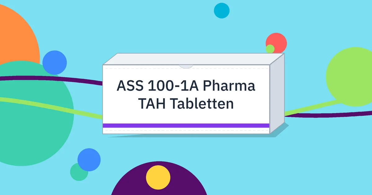 Symbolbild: Packung mit der Aufschrift ASS 100-1A Pharma TAH Tabletten (PZN 06312060) – Verfügbarkeit und Bezug in Apotheken in Frankfurt am Main