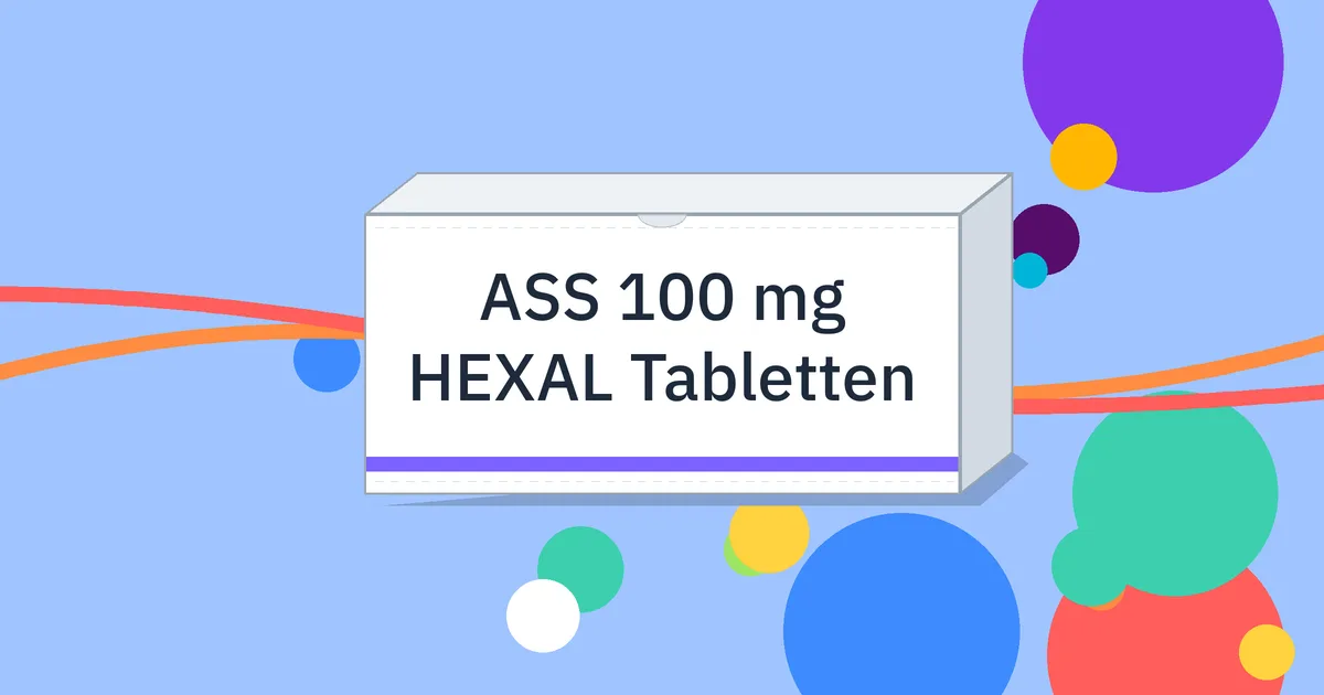 Symbolbild: Packung mit der Aufschrift ASS 100 mg HEXAL Tabletten (PZN 07402204) – Verfügbarkeit und Bezug in Apotheken in Frankfurt am Main