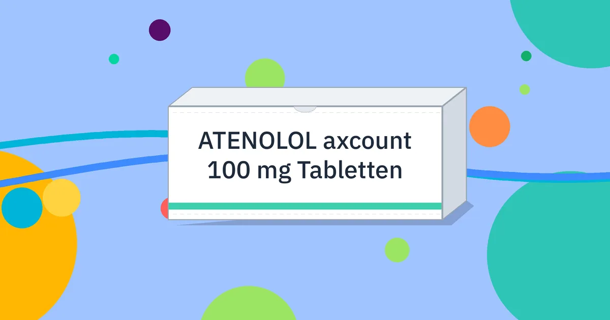 Symbolbild: Packung mit der Aufschrift ATENOLOL axcount 100 mg Tabletten (PZN 10988952) – Verfügbarkeit und Bezug in Apotheken in Frankfurt am Main