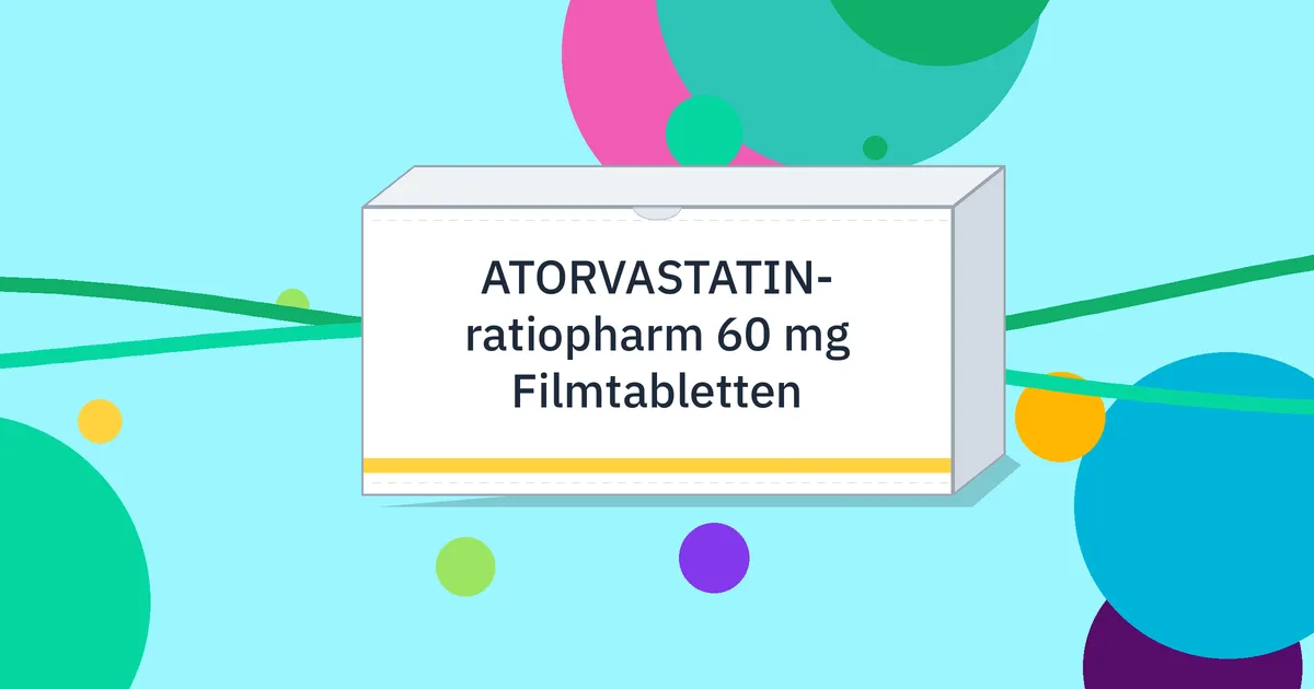 Symbolbild: Packung mit der Aufschrift ATORVASTATIN-ratiopharm 60 mg Filmtabletten (PZN 09292903) – Verfügbarkeit und Bezug in Apotheken in Frankfurt am Main