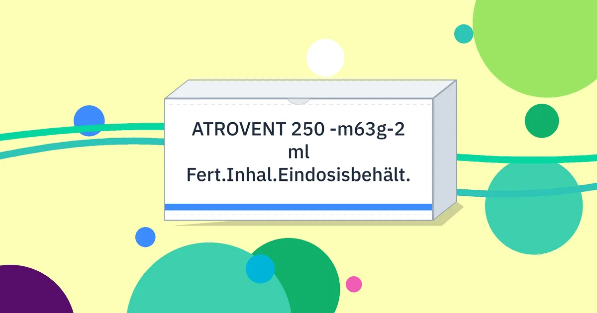 Symbolbild: Packung mit der Aufschrift ATROVENT 250 -m63g-2 ml Fert.Inhal.Eindosisbehält. (PZN 10180486) – Verfügbarkeit und Bezug in Apotheken in Frankfurt am Main