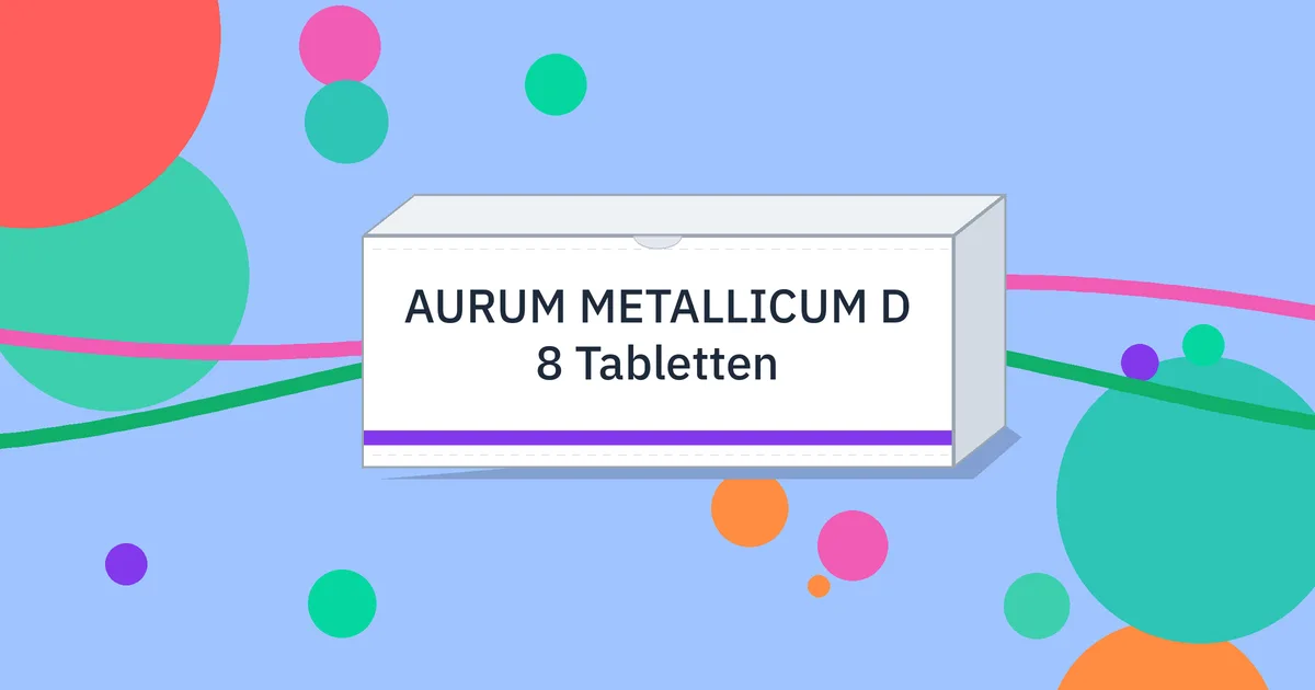 Symbolbild: Packung mit der Aufschrift AURUM METALLICUM D 8 Tabletten (PZN 02807793) – Verfügbarkeit und Bezug in Apotheken in Frankfurt am Main