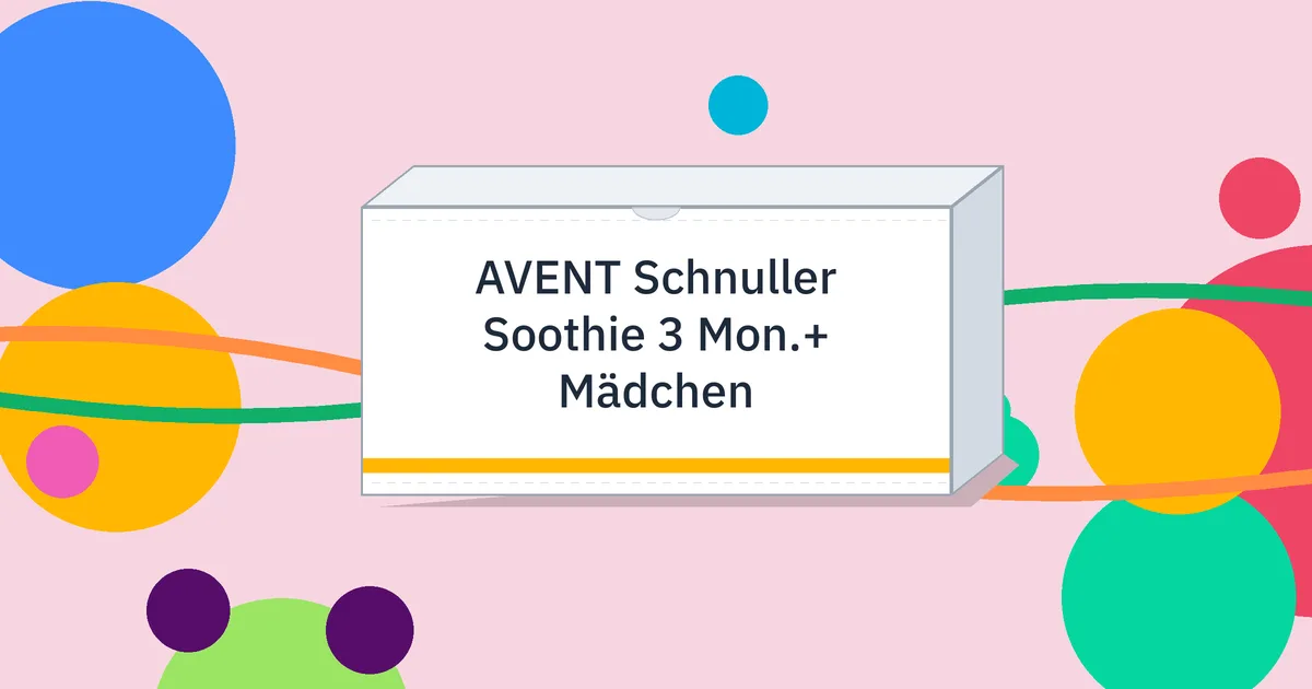 Symbolbild: Packung mit der Aufschrift AVENT Schnuller Soothie 3 Mon.+ Mädchen (PZN 10556537) – Verfügbarkeit und Bezug in Apotheken in Frankfurt am Main