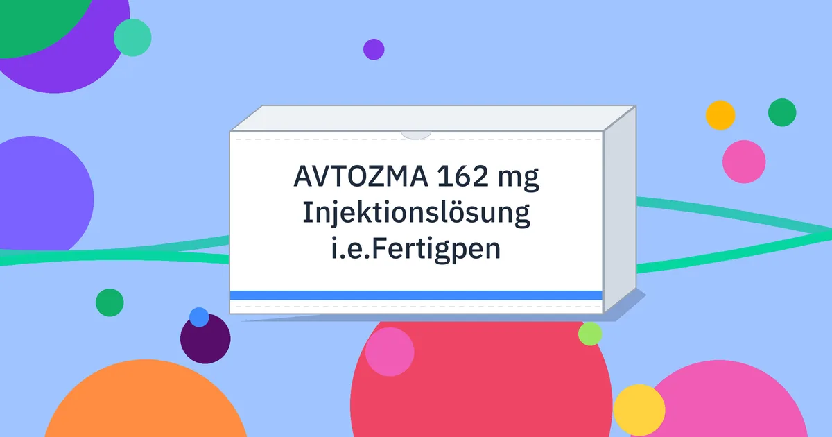 Symbolbild: Packung mit der Aufschrift AVTOZMA 162 mg Injektionslösung i.e.Fertigpen (PZN 20657742) – Verfügbarkeit und Bezug in Apotheken in Frankfurt am Main