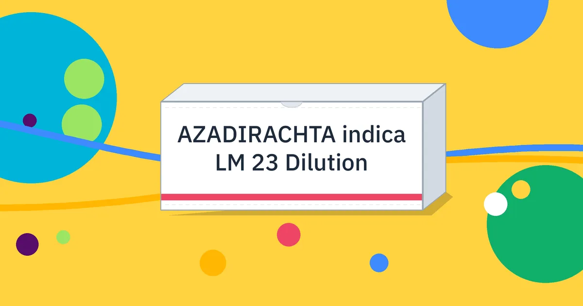 Symbolbild: Packung mit der Aufschrift AZADIRACHTA indica LM 23 Dilution (PZN 13375084) – Verfügbarkeit und Bezug in Apotheken in Frankfurt am Main