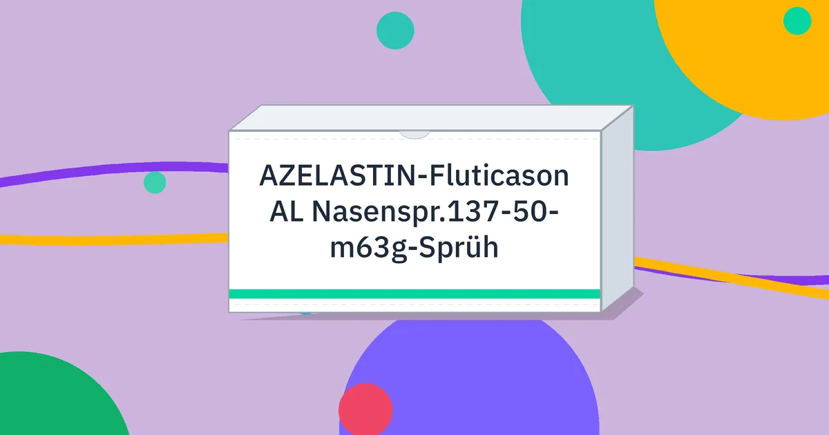 Symbolbild: Packung mit der Aufschrift AZELASTIN-Fluticason AL Nasenspr.137-50-m63g-Sprüh (PZN 18239575) – Verfügbarkeit und Bezug in Apotheken in Frankfurt am Main