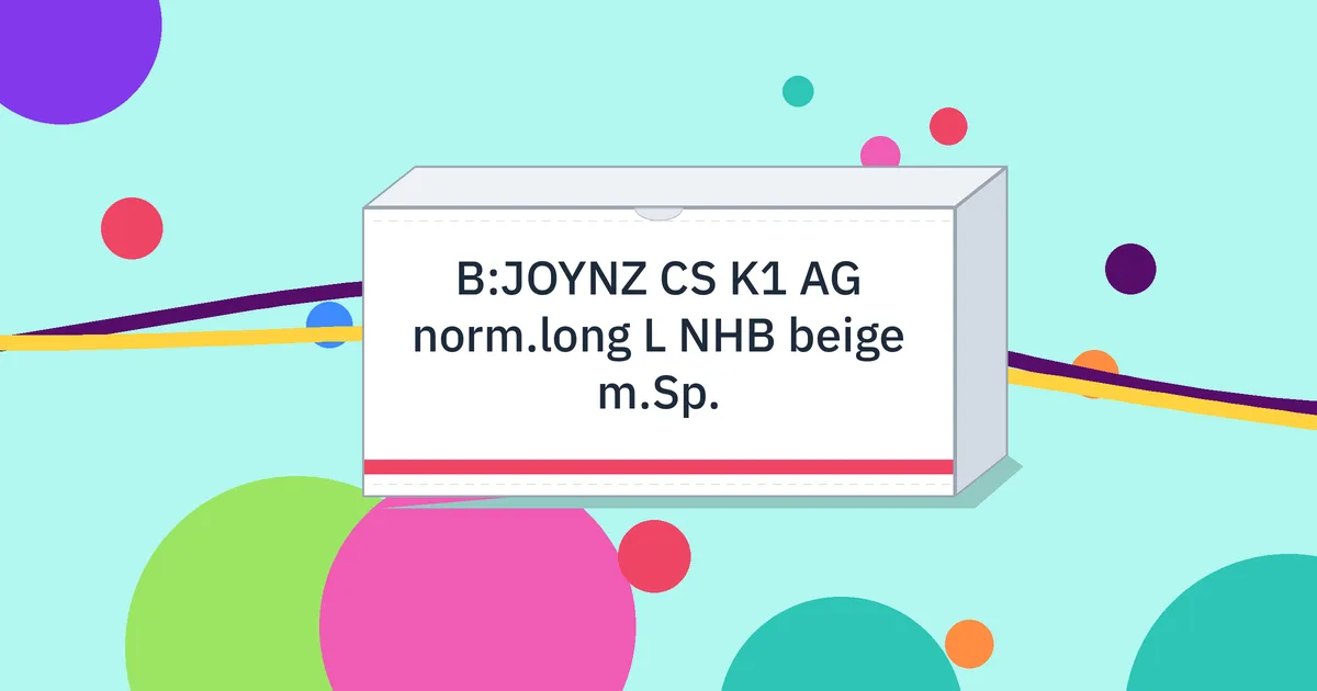 Symbolbild: Packung mit der Aufschrift B:JOYNZ CS K1 AG norm.long L NHB beige m.Sp. (PZN 20533773) – Verfügbarkeit und Bezug in Apotheken in Frankfurt am Main