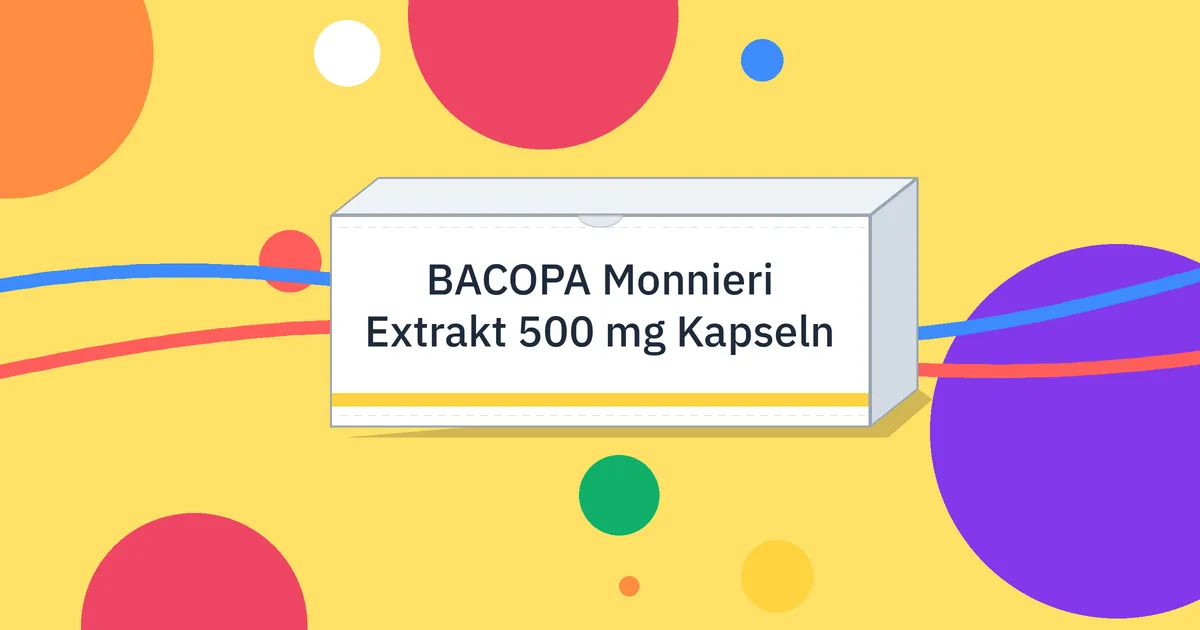 Symbolbild: Packung mit der Aufschrift BACOPA Monnieri Extrakt 500 mg Kapseln (PZN 18487014) – Verfügbarkeit und Bezug in Apotheken in Frankfurt am Main