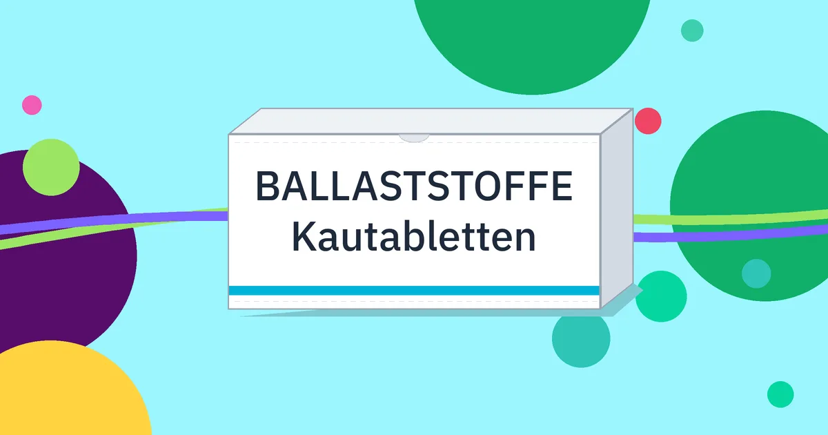 Symbolbild: Packung mit der Aufschrift BALLASTSTOFFE Kautabletten (PZN 01498172) – Verfügbarkeit und Bezug in Apotheken in Frankfurt am Main