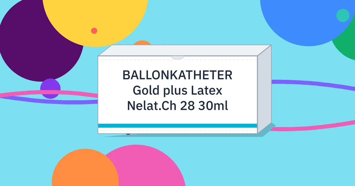 Symbolbild: Packung mit der Aufschrift BALLONKATHETER Gold plus Latex Nelat.Ch 28 30ml (PZN 04904388) – Verfügbarkeit und Bezug in Apotheken in Frankfurt am Main