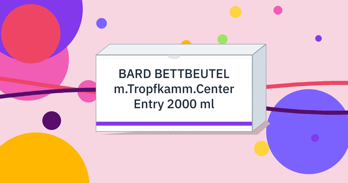 Symbolbild: Packung mit der Aufschrift BARD BETTBEUTEL m.Tropfkamm.Center Entry 2000 ml (PZN 07521386) – Verfügbarkeit und Bezug in Apotheken in Frankfurt am Main
