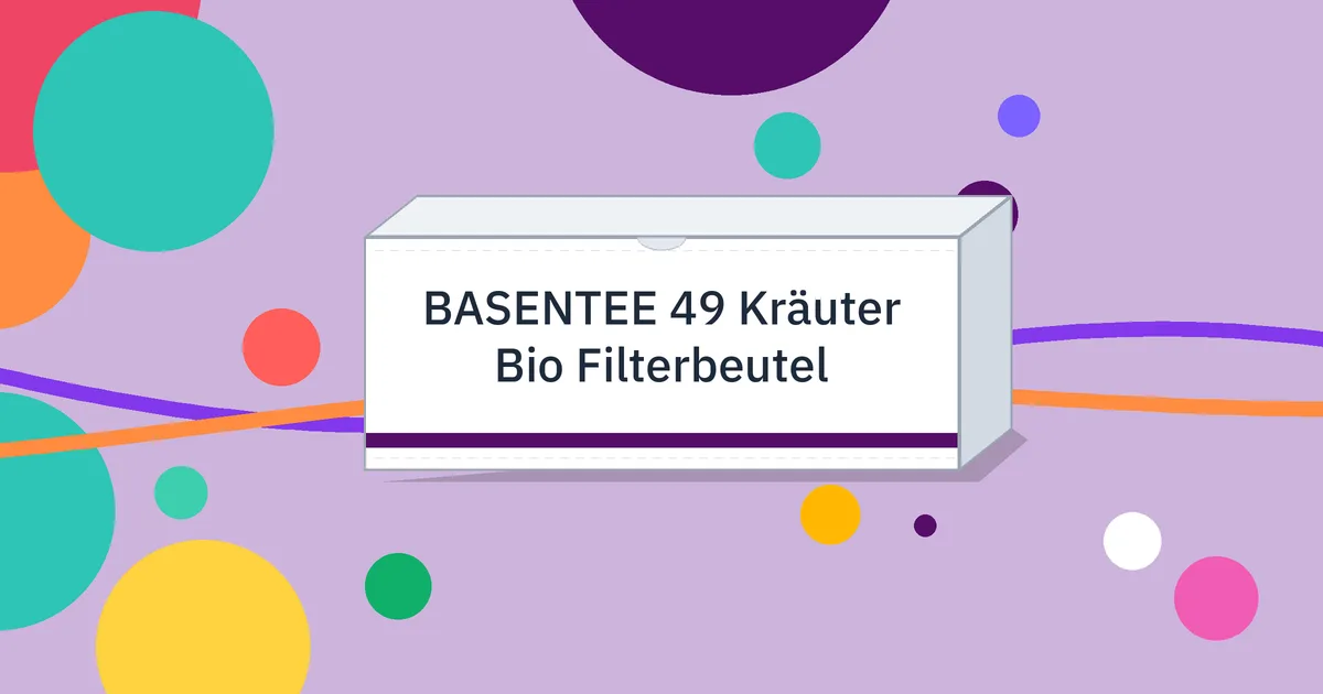 Symbolbild: Packung mit der Aufschrift BASENTEE 49 Kräuter Bio Filterbeutel (PZN 10931923) – Verfügbarkeit und Bezug in Apotheken in Frankfurt am Main