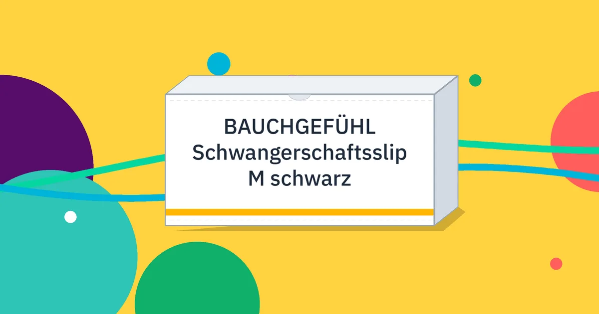 Symbolbild: Packung mit der Aufschrift BAUCHGEFÜHL Schwangerschaftsslip M schwarz (PZN 16127843) – Verfügbarkeit und Bezug in Apotheken in Frankfurt am Main