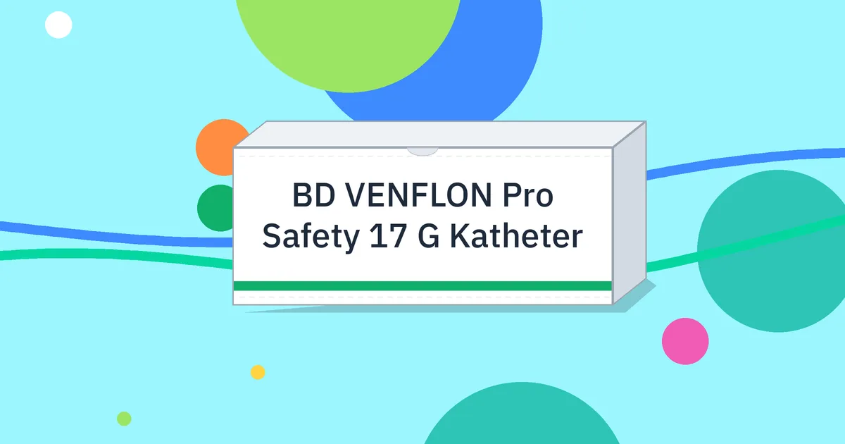 Symbolbild: Packung mit der Aufschrift BD VENFLON Pro Safety 17 G Katheter (PZN 13416216) – Verfügbarkeit und Bezug in Apotheken in Frankfurt am Main