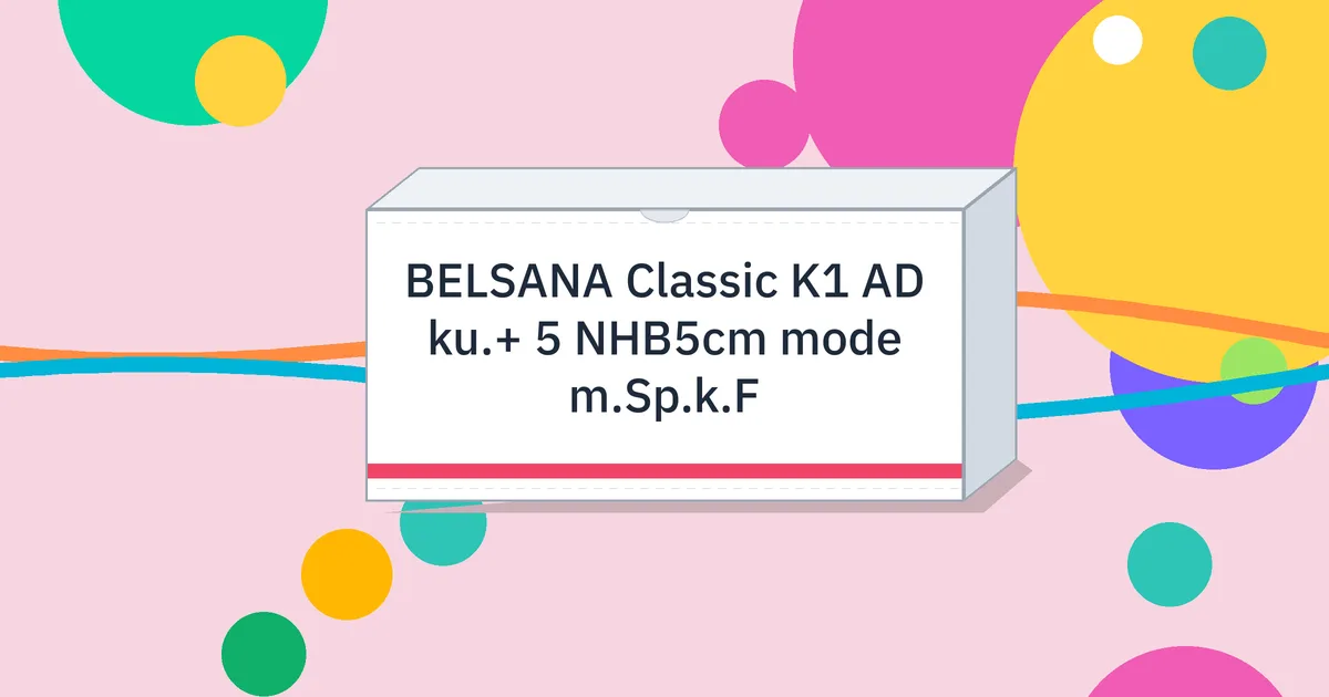Symbolbild: Packung mit der Aufschrift BELSANA Classic K1 AD ku.+ 5 NHB5cm mode m.Sp.k.F (PZN 19256819) – Verfügbarkeit und Bezug in Apotheken in Frankfurt am Main