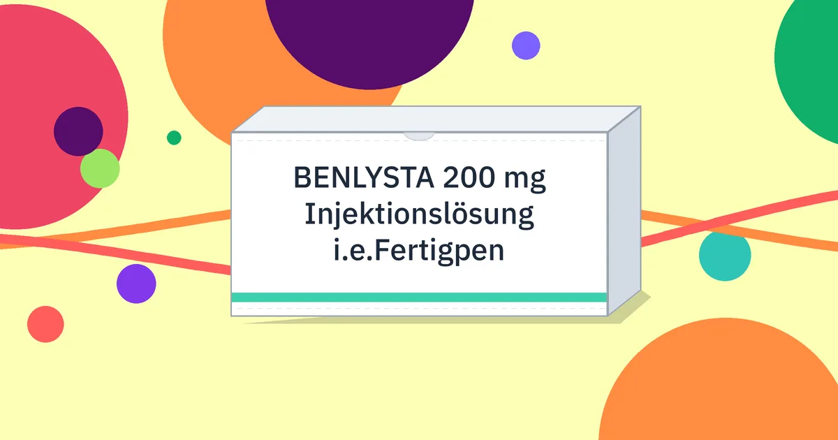 Symbolbild: Packung mit der Aufschrift BENLYSTA 200 mg Injektionslösung i.e.Fertigpen (PZN 18783876) – Verfügbarkeit und Bezug in Apotheken in Frankfurt am Main