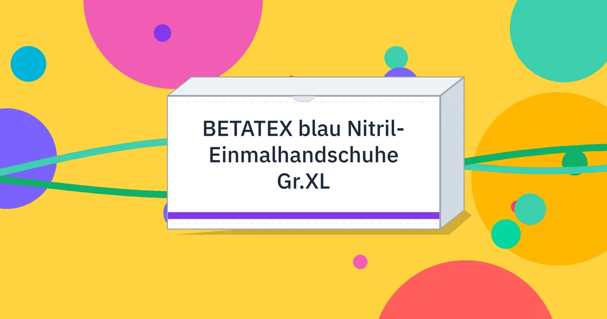 Symbolbild: Packung mit der Aufschrift BETATEX blau Nitril-Einmalhandschuhe Gr.XL (PZN 17816987) – Verfügbarkeit und Bezug in Apotheken in Frankfurt am Main