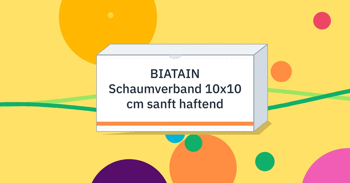 Symbolbild: Packung mit der Aufschrift BIATAIN Schaumverband 10x10 cm sanft haftend (PZN 11560417) – Verfügbarkeit und Bezug in Apotheken in Frankfurt am Main