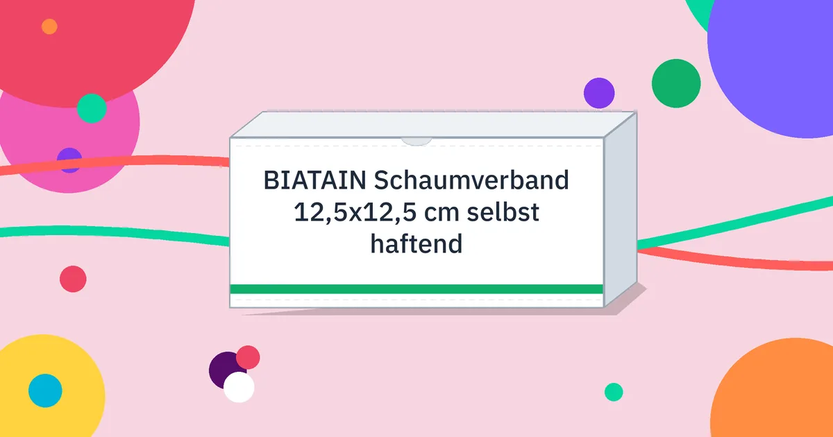 Symbolbild: Packung mit der Aufschrift BIATAIN Schaumverband 12,5x12,5 cm selbst haftend (PZN 13820816) – Verfügbarkeit und Bezug in Apotheken in Frankfurt am Main