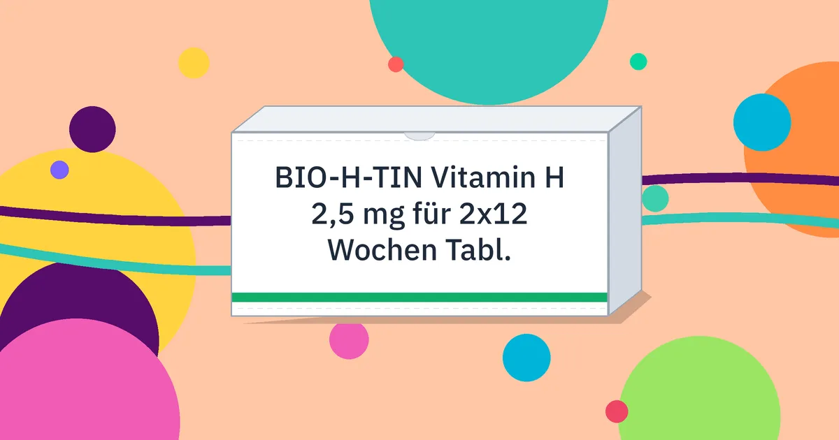 Symbolbild: Packung mit der Aufschrift BIO-H-TIN Vitamin H 2,5 mg für 2x12 Wochen Tabl. (PZN 09900455) – Verfügbarkeit und Bezug in Apotheken in Frankfurt am Main