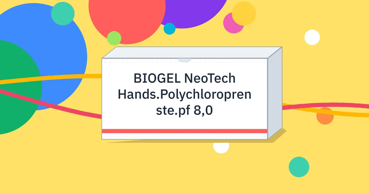 Symbolbild: Packung mit der Aufschrift BIOGEL NeoTech Hands.Polychloropren ste.pf 8,0 (PZN 20867043) – Verfügbarkeit und Bezug in Apotheken in Frankfurt am Main