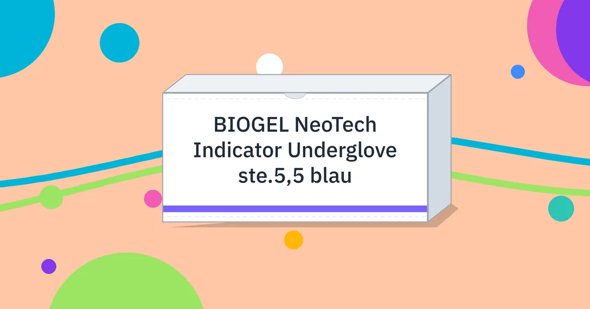 Symbolbild: Packung mit der Aufschrift BIOGEL NeoTech Indicator Underglove ste.5,5 blau (PZN 20866517) – Verfügbarkeit und Bezug in Apotheken in Frankfurt am Main