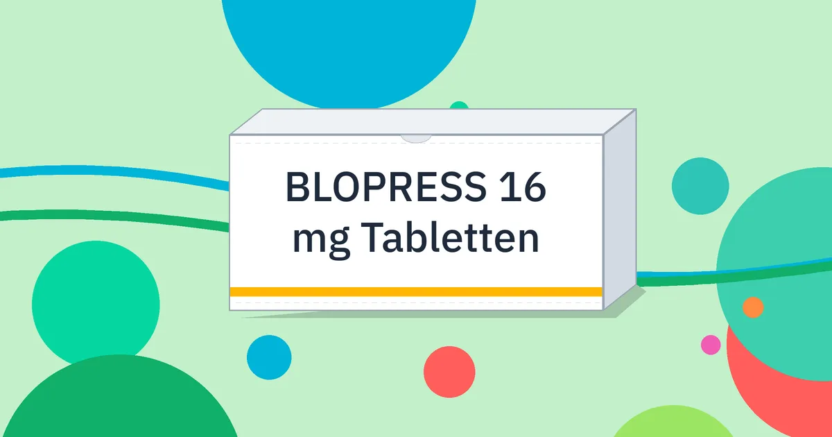 Symbolbild: Packung mit der Aufschrift BLOPRESS 16 mg Tabletten (PZN 11046117) – Verfügbarkeit und Bezug in Apotheken in Frankfurt am Main