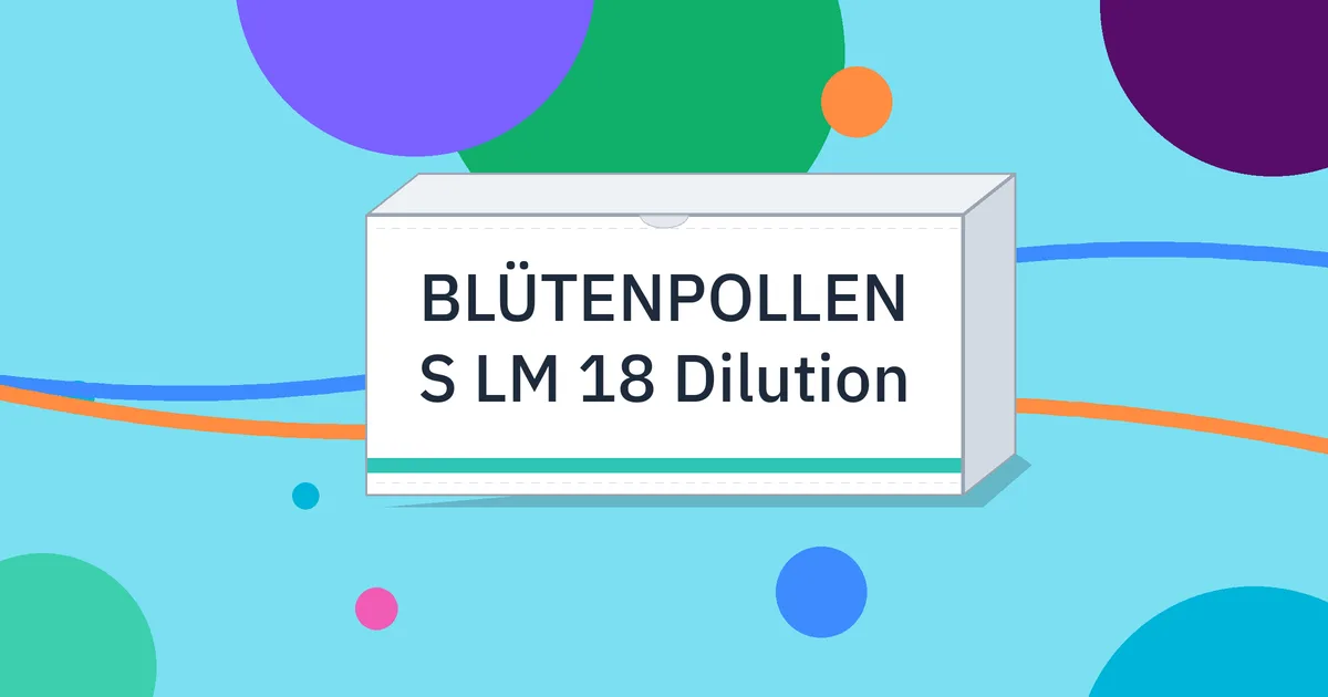 Symbolbild: Packung mit der Aufschrift BLÜTENPOLLEN S LM 18 Dilution (PZN 12795281) – Verfügbarkeit und Bezug in Apotheken in Frankfurt am Main