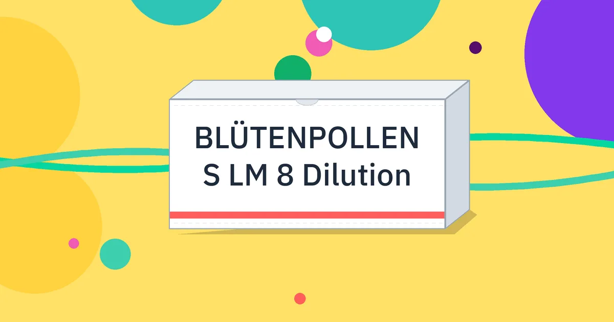 Symbolbild: Packung mit der Aufschrift BLÜTENPOLLEN S LM 8 Dilution (PZN 12795140) – Verfügbarkeit und Bezug in Apotheken in Frankfurt am Main