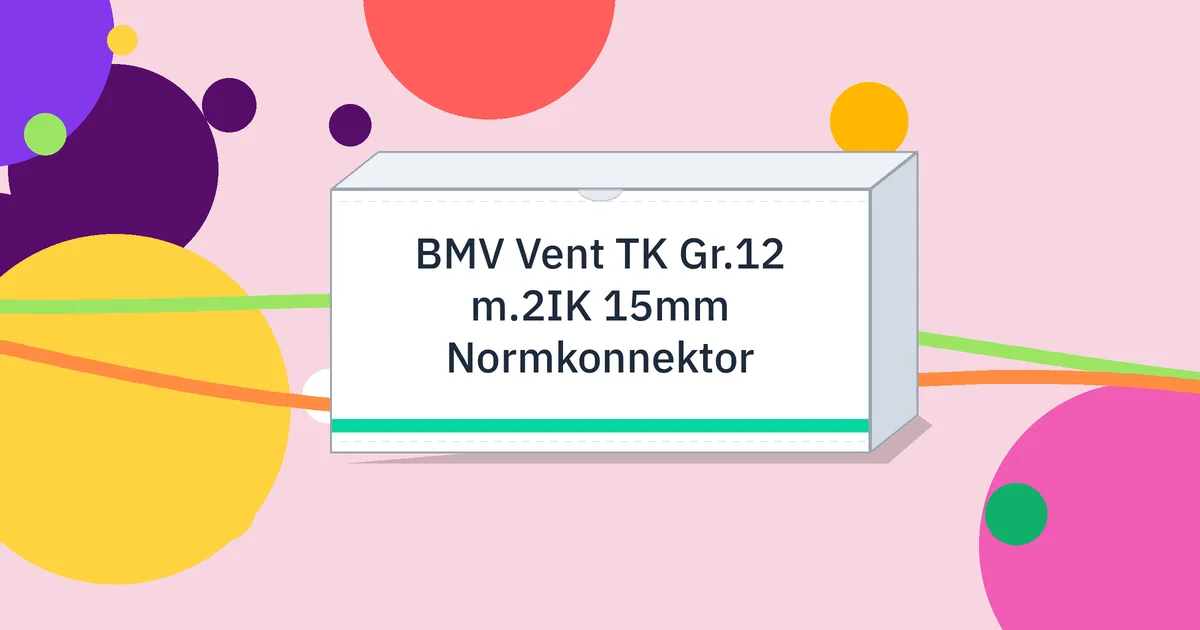 Symbolbild: Packung mit der Aufschrift BMV Vent TK Gr.12 m.2IK 15mm Normkonnektor (PZN 18384656) – Verfügbarkeit und Bezug in Apotheken in Frankfurt am Main