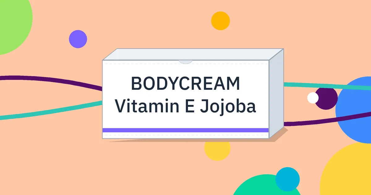 Symbolbild: Packung mit der Aufschrift BODYCREAM Vitamin E Jojoba (PZN 03680840) – Verfügbarkeit und Bezug in Apotheken in Frankfurt am Main