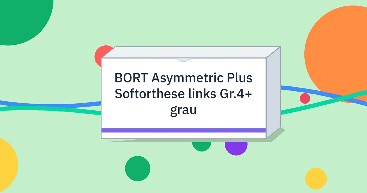 Symbolbild: Packung mit der Aufschrift BORT Asymmetric Plus Softorthese links Gr.4+ grau (PZN 20105474) – Verfügbarkeit und Bezug in Apotheken in Frankfurt am Main