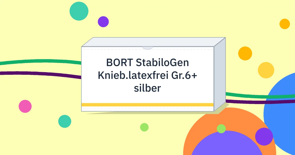 Symbolbild: Packung mit der Aufschrift BORT StabiloGen Knieb.latexfrei Gr.6+ silber (PZN 16846035) – Verfügbarkeit und Bezug in Apotheken in Frankfurt am Main