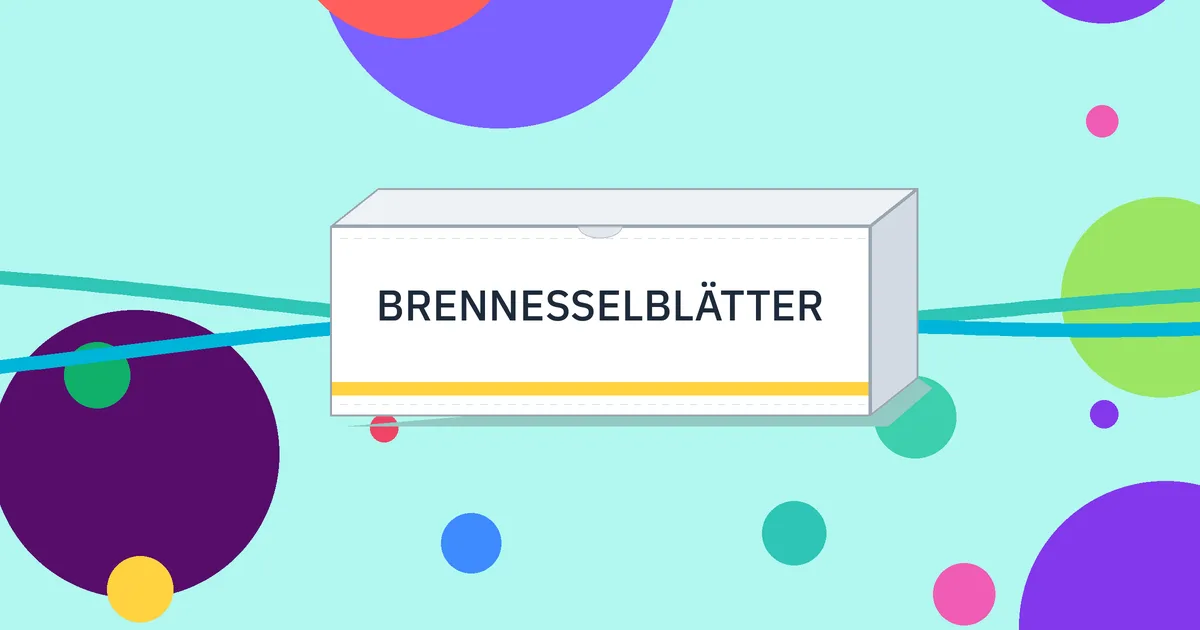 Symbolbild: Packung mit der Aufschrift BRENNESSELBLÄTTER (PZN 08465454) – Verfügbarkeit und Bezug in Apotheken in Frankfurt am Main