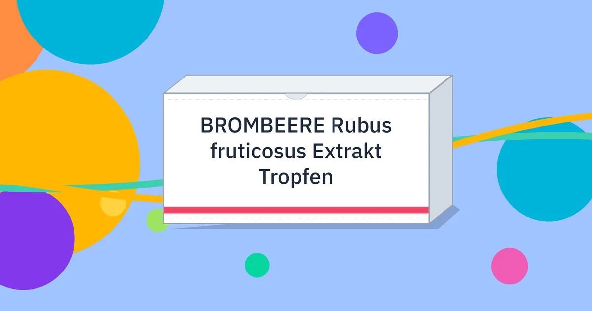 Symbolbild: Packung mit der Aufschrift BROMBEERE Rubus fruticosus Extrakt Tropfen (PZN 20210969) – Verfügbarkeit und Bezug in Apotheken in Frankfurt am Main