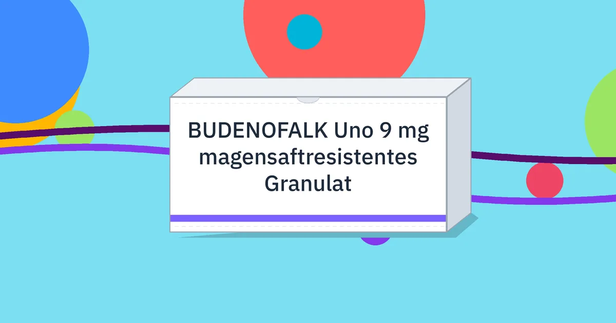 Symbolbild: Packung mit der Aufschrift BUDENOFALK Uno 9 mg magensaftresistentes Granulat (PZN 15227695) – Verfügbarkeit und Bezug in Apotheken in Frankfurt am Main