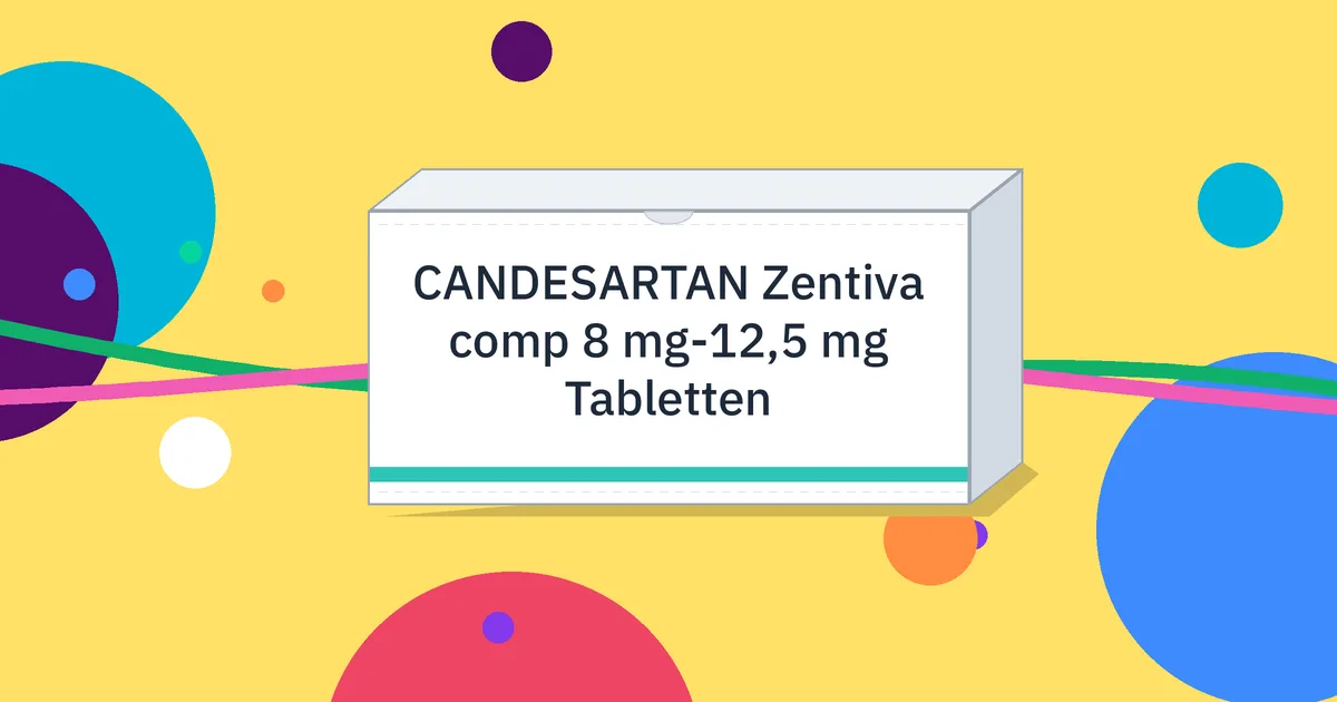 Symbolbild: Packung mit der Aufschrift CANDESARTAN Zentiva comp 8 mg-12,5 mg Tabletten (PZN 09392332) – Verfügbarkeit und Bezug in Apotheken in Frankfurt am Main