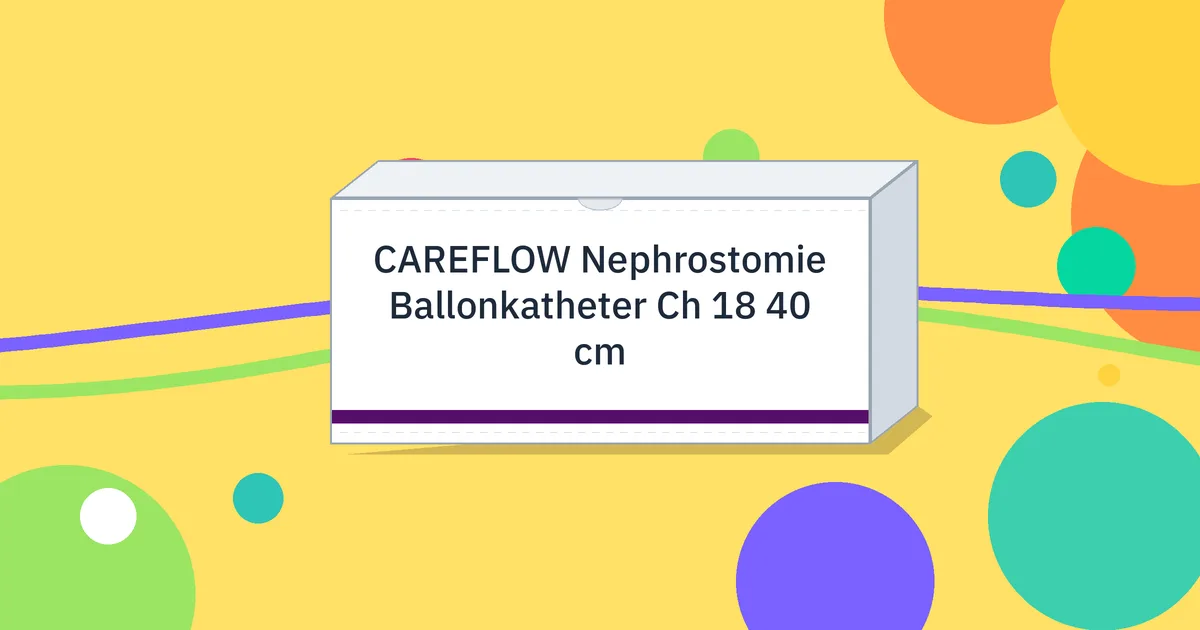Symbolbild: Packung mit der Aufschrift CAREFLOW Nephrostomie Ballonkatheter Ch 18 40 cm (PZN 13851225) – Verfügbarkeit und Bezug in Apotheken in Frankfurt am Main