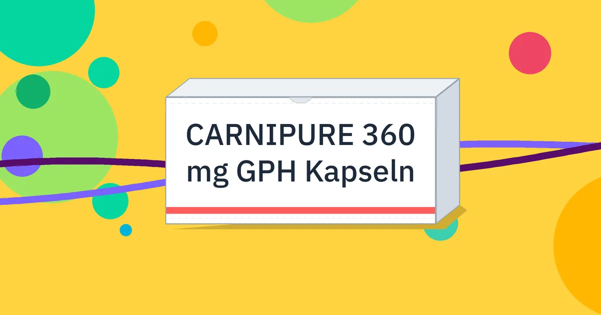 Symbolbild: Packung mit der Aufschrift CARNIPURE 360 mg GPH Kapseln (PZN 09115578) – Verfügbarkeit und Bezug in Apotheken in Frankfurt am Main