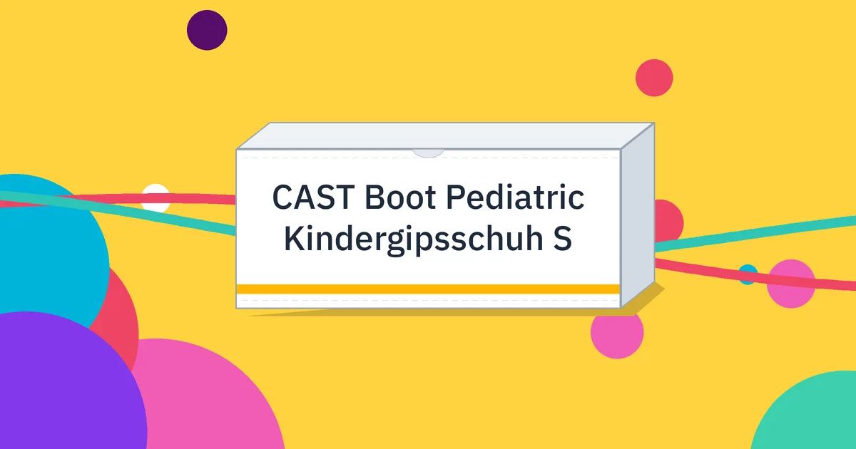 Symbolbild: Packung mit der Aufschrift CAST Boot Pediatric Kindergipsschuh S (PZN 15608078) – Verfügbarkeit und Bezug in Apotheken in Frankfurt am Main
