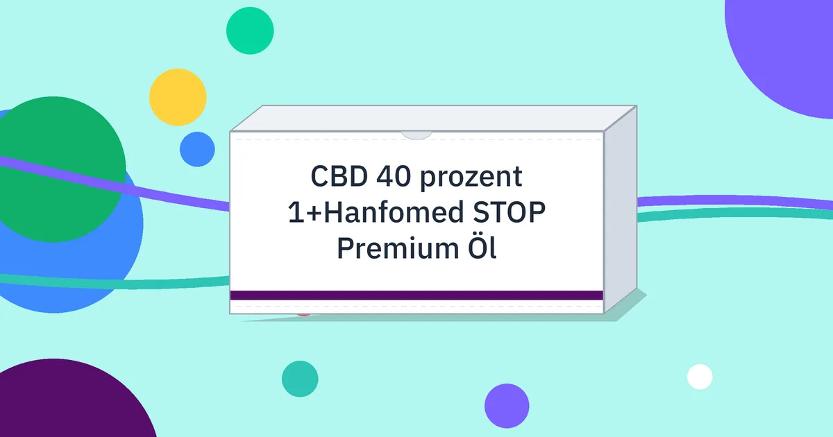Symbolbild: Packung mit der Aufschrift CBD 40 prozent 1+Hanfomed STOP Premium Öl (PZN 18762360) – Verfügbarkeit und Bezug in Apotheken in Frankfurt am Main