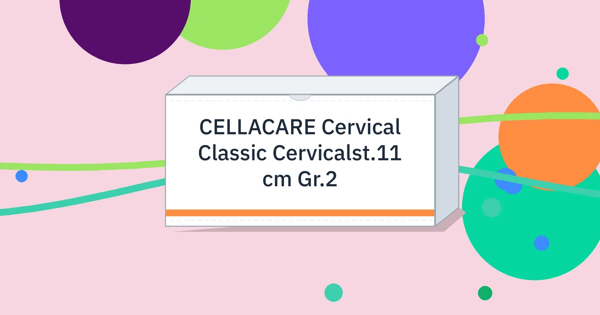 Symbolbild: Packung mit der Aufschrift CELLACARE Cervical Classic Cervicalst.11 cm Gr.2 (PZN 20549308) – Verfügbarkeit und Bezug in Apotheken in Frankfurt am Main