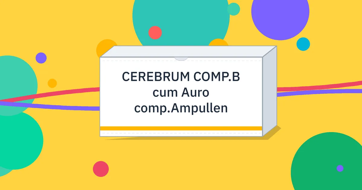 Symbolbild: Packung mit der Aufschrift CEREBRUM COMP.B cum Auro comp.Ampullen (PZN 02085360) – Verfügbarkeit und Bezug in Apotheken in Frankfurt am Main