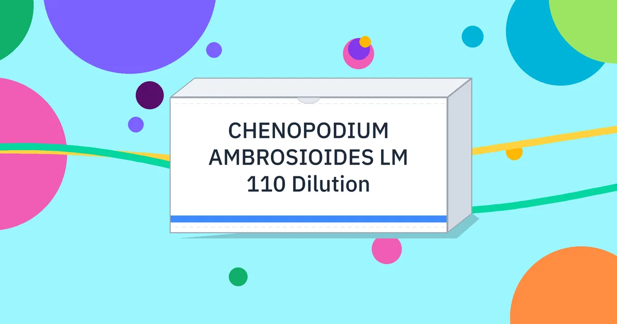 Symbolbild: Packung mit der Aufschrift CHENOPODIUM AMBROSIOIDES LM 110 Dilution (PZN 13440663) – Verfügbarkeit und Bezug in Apotheken in Frankfurt am Main