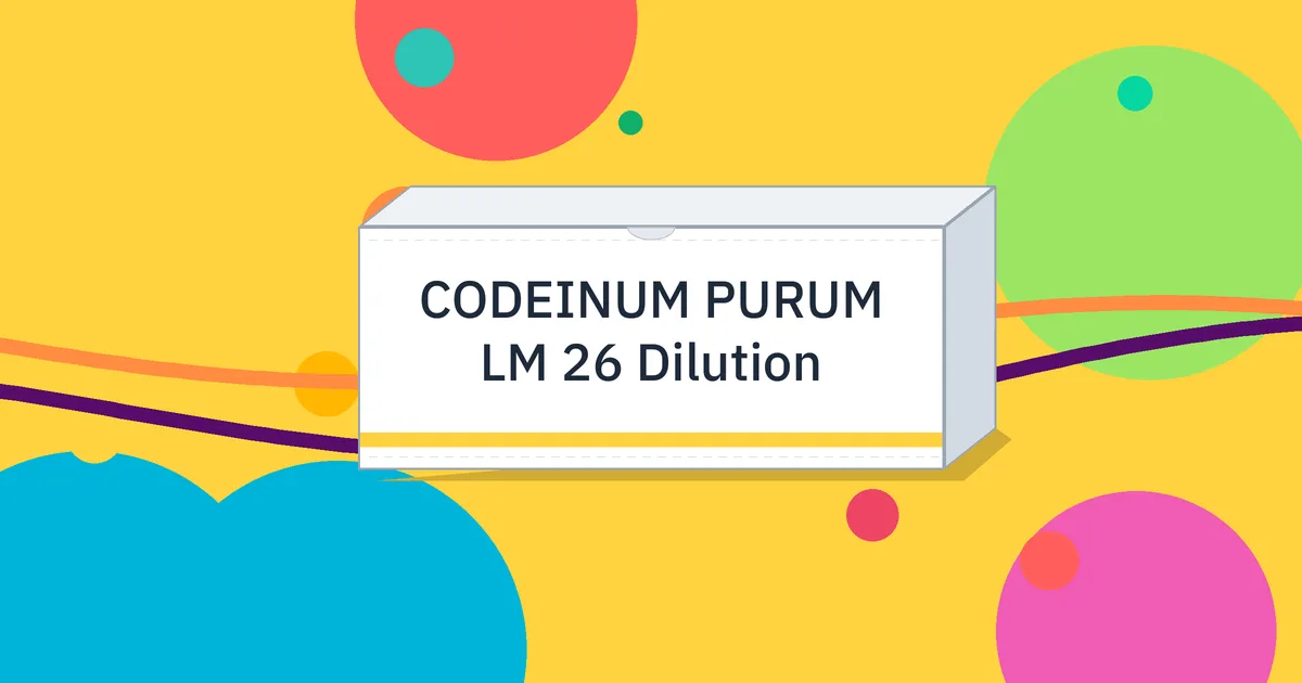 Symbolbild: Packung mit der Aufschrift CODEINUM PURUM LM 26 Dilution (PZN 12830600) – Verfügbarkeit und Bezug in Apotheken in Frankfurt am Main