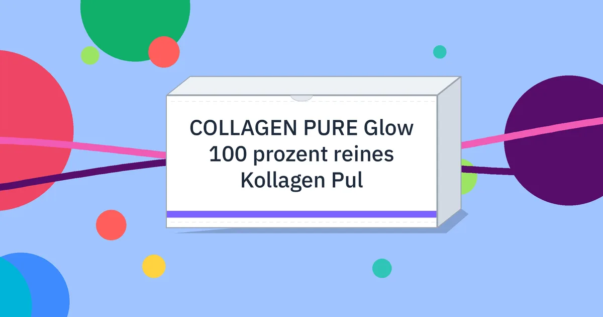 Symbolbild: Packung mit der Aufschrift COLLAGEN PURE Glow 100 prozent reines Kollagen Pul (PZN 19430832) – Verfügbarkeit und Bezug in Apotheken in Frankfurt am Main