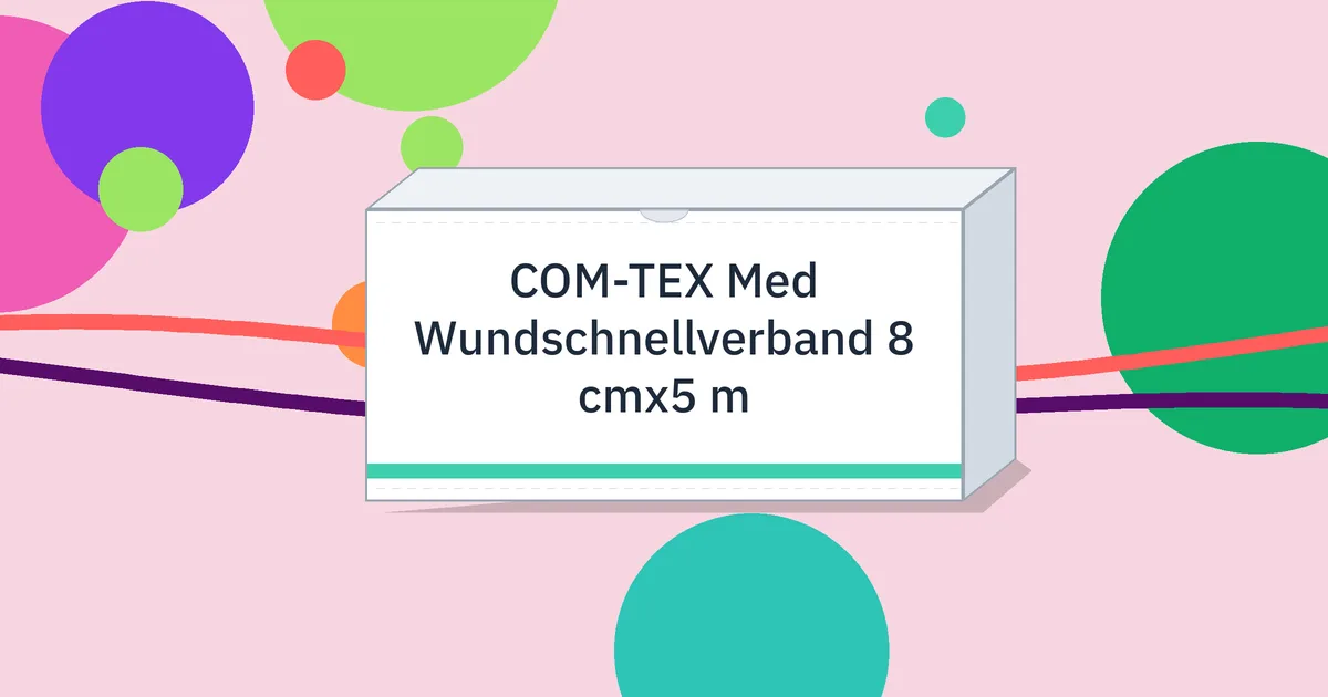 Symbolbild: Packung mit der Aufschrift COM-TEX Med Wundschnellverband 8 cmx5 m (PZN 04723072) – Verfügbarkeit und Bezug in Apotheken in Frankfurt am Main